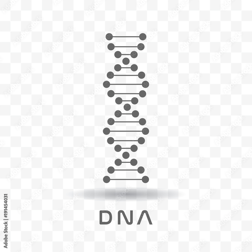 Black abstract DNA strand symbol isolated on transparent background ...