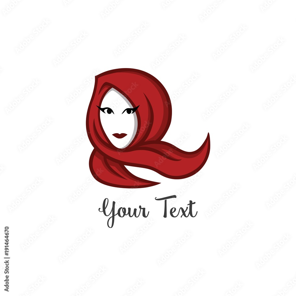 Hijab Logo Young Lovely Muslim Girl Line Art Flat Design Logo Vector ...