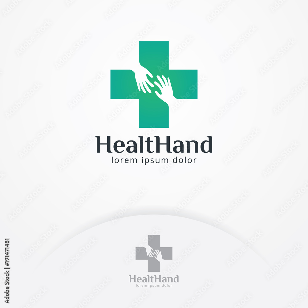 Health and Hands logo design. Medical pharmacy symbol, emblem design ...