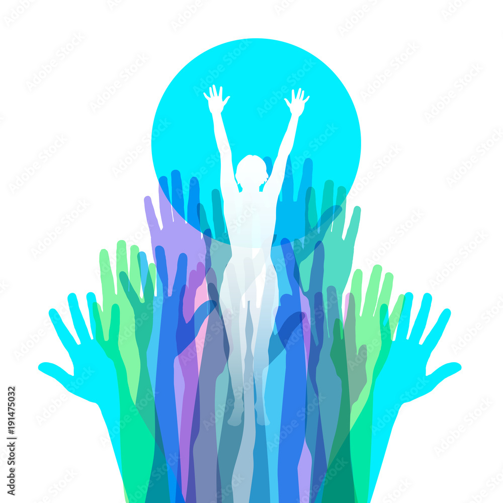 Uplifting image of womens empowerment with hands and a sun Stock Vector ...