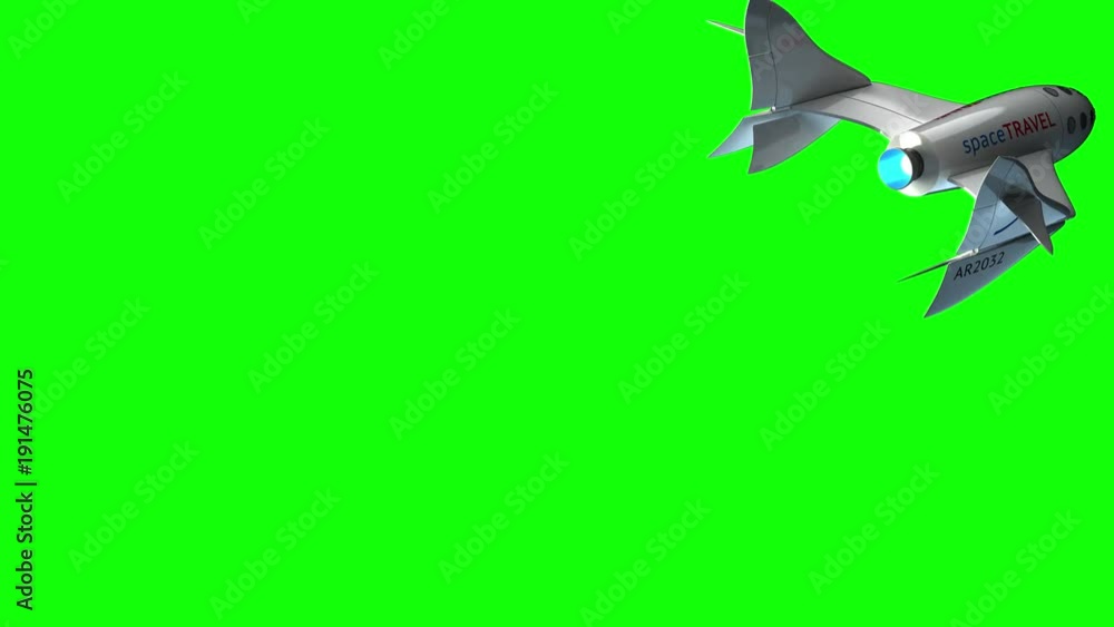 Fictional spaceplane on green screen, concept of spaceship for space ...