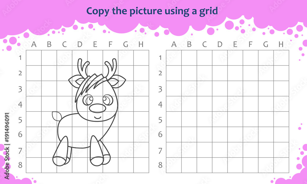 Copy the picture using a grid. Educational game for children. How to ...