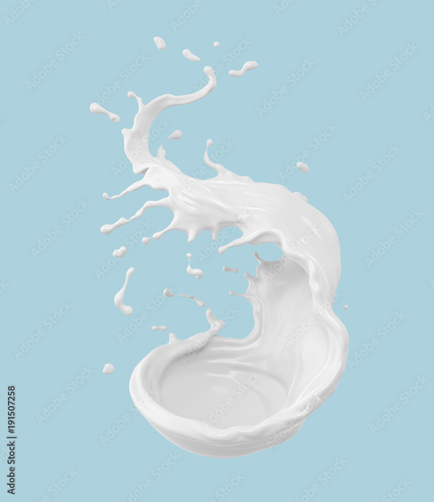 milk or yogurt splash isolated on blue background Stock Illustration ...