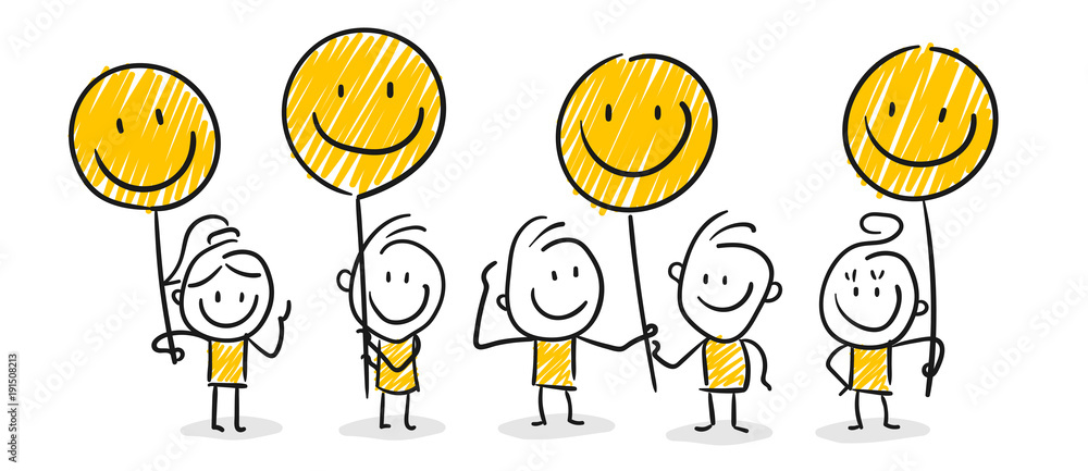 Strichfiguren / Strichmännchen: Smiley Schilder lachen. (Nr. 183) Stock ...