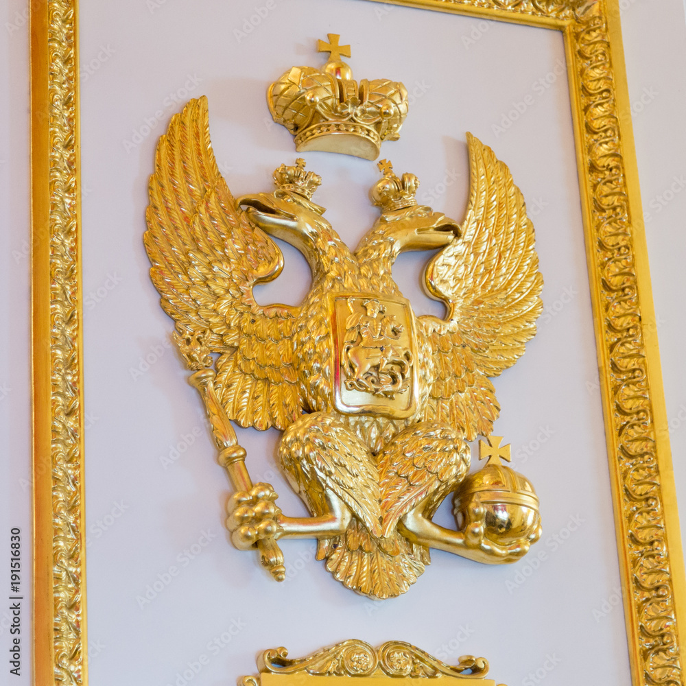 Symbol of Russia, two headed eagle at the ancient palace Stock Photo ...