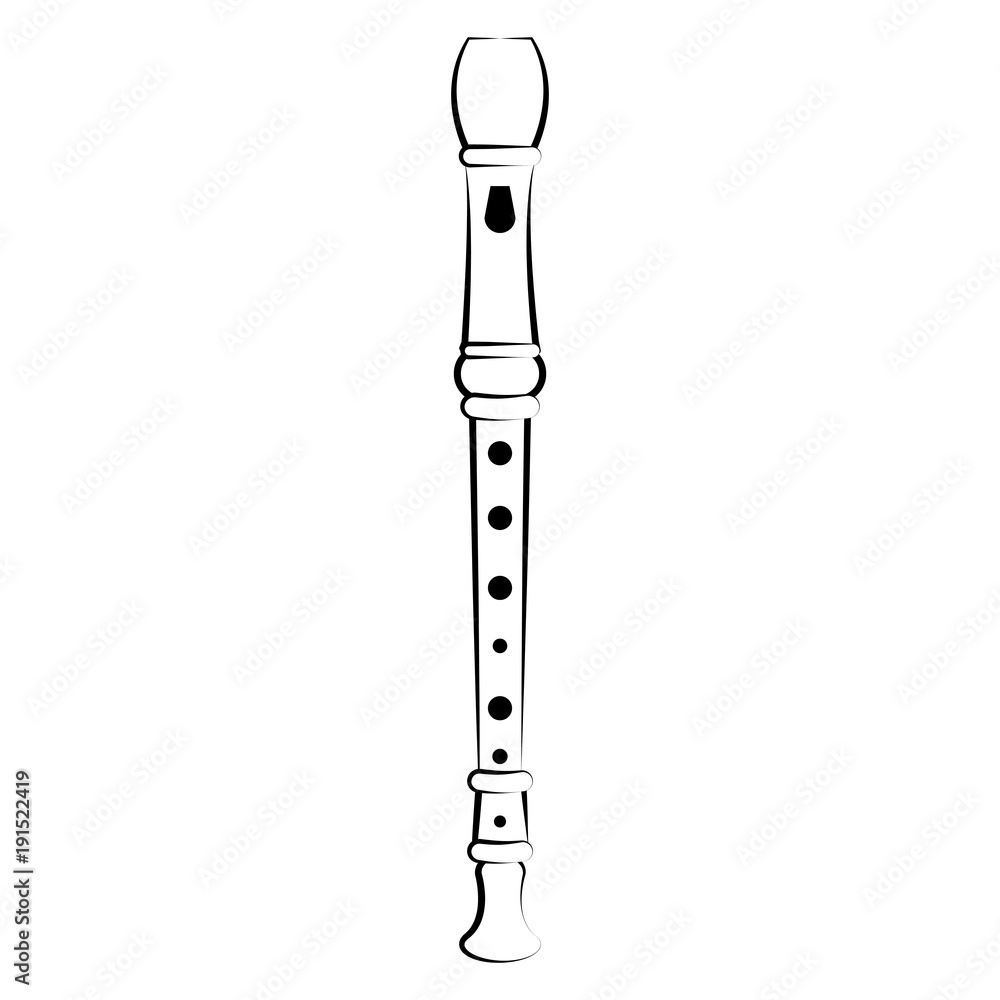 Isolated flute outline. Musical instrument Stock Vector | Adobe Stock