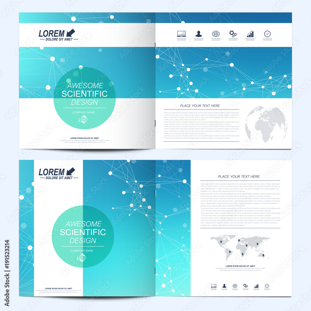 Modern vector template for square brochure, leaflet, flyer, cover ...