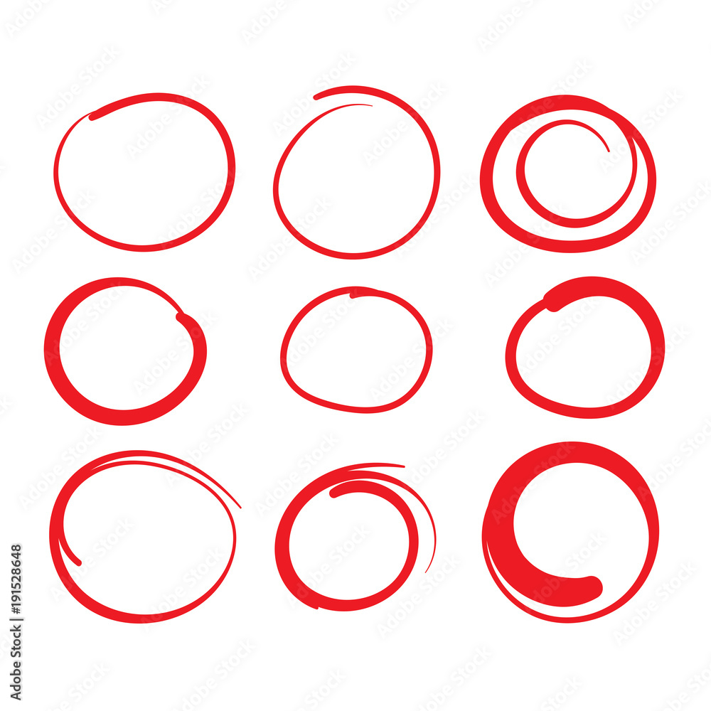 Red Circle Grading Marks with Swoosh Feel - Marking up Papers Stock ...
