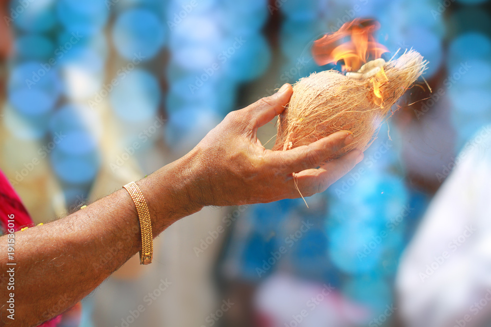 Marriage Pooja Praying at Hindu Tamil Traditional Wedding Rituals with ...