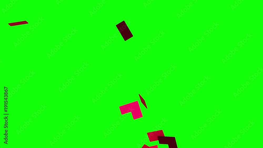 Red mosaic background breaks up into small pieces and reveals green ...