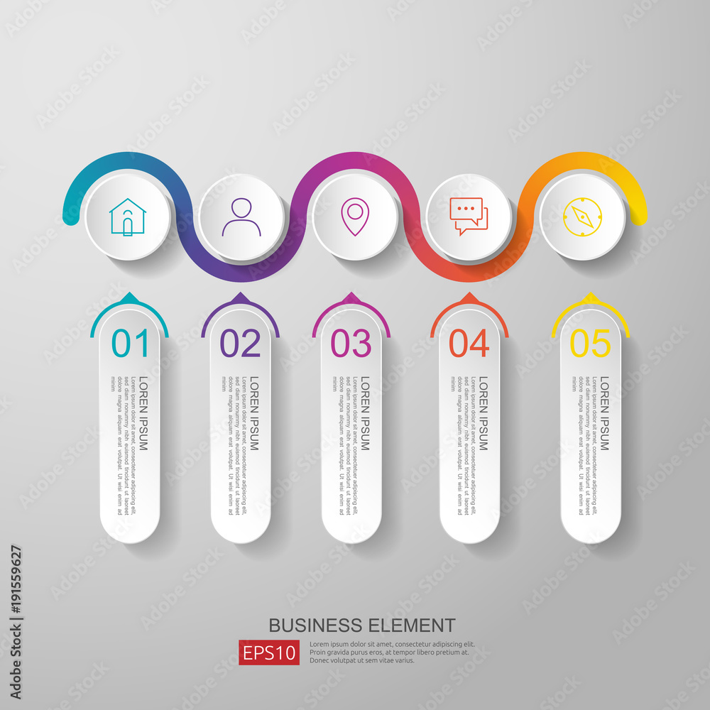 infographics timeline design template vector with 3D paper label ...