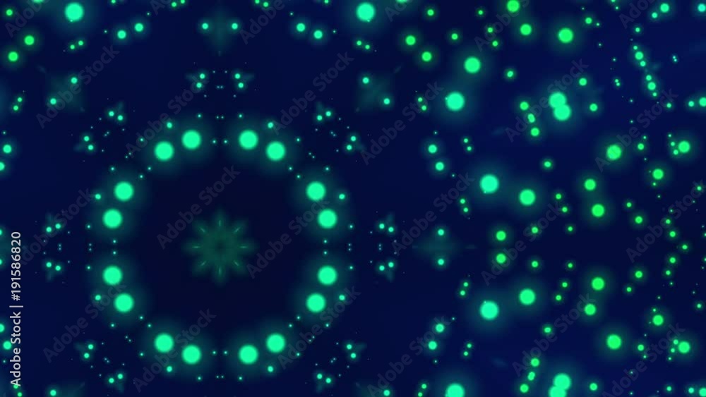 Dark Blue and Green Stylized Kaleidoscopic Particle Field Animated ...