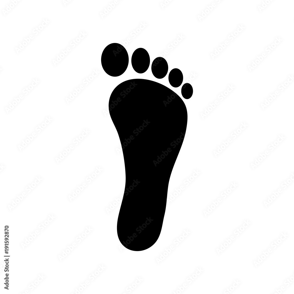Human footstep icon. Vector footprint. Black silhouette. Flat style ...
