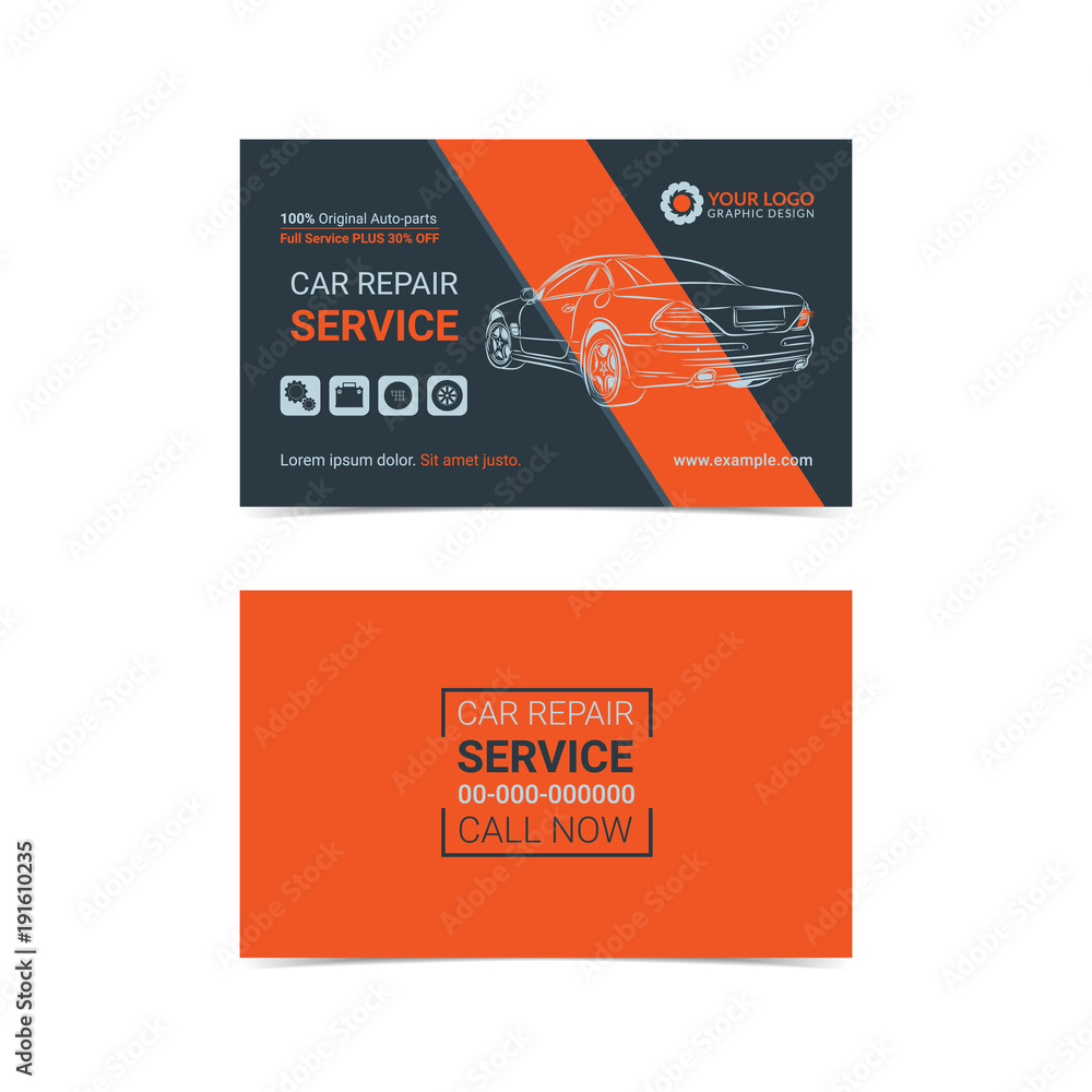 Automotive repair Service business cards layout templates. Create your ...