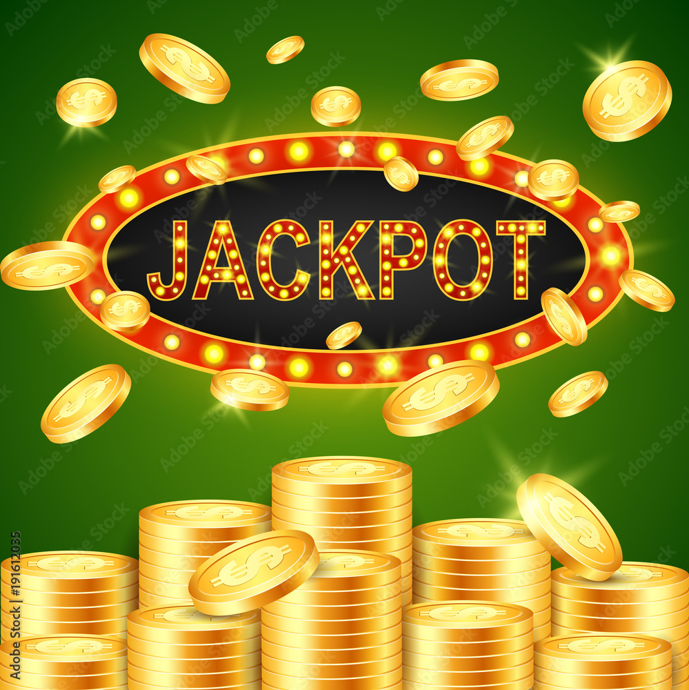 vector illustration of jackpot winner and green background. Stock ...