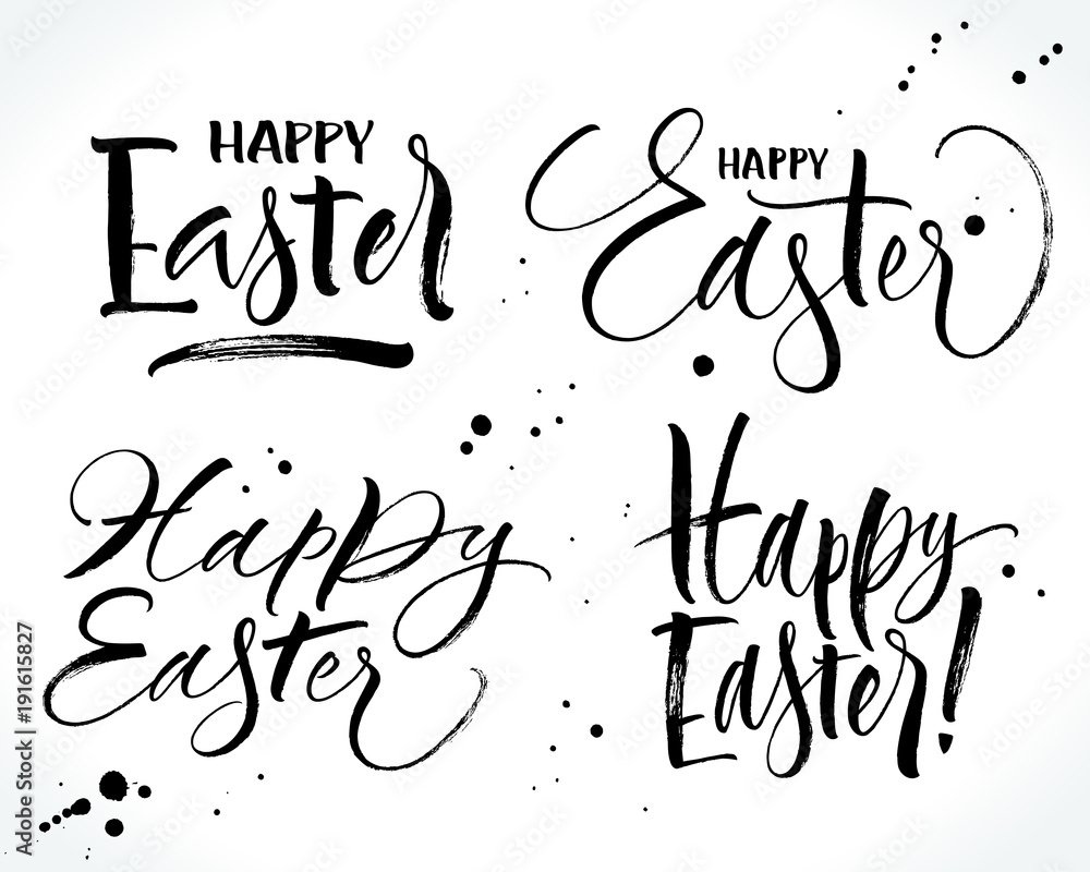 Four different style Happy Easter lettering. Template for banner, flyer ...