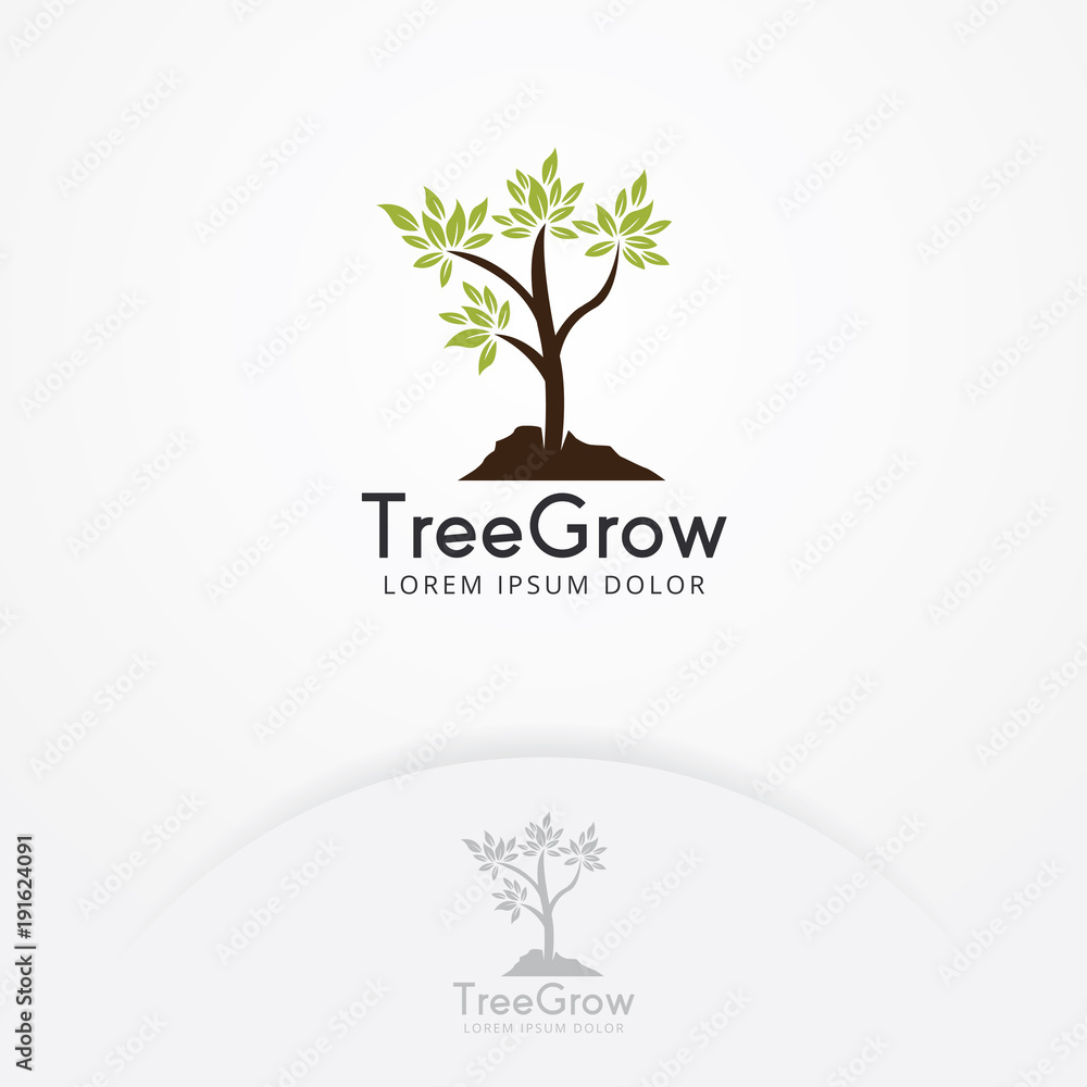 Tree logo design, Sapling grow vector logo template. Green life vector ...