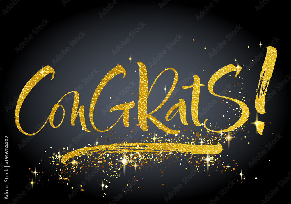 Congrats. Hand lettered invitation design. Handwritten modern ...