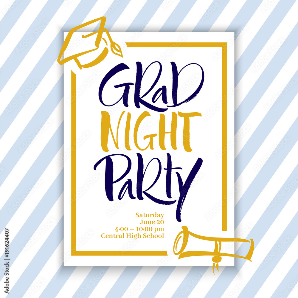 Graduation Class of 2018 party invitation. Handwritten modern ...