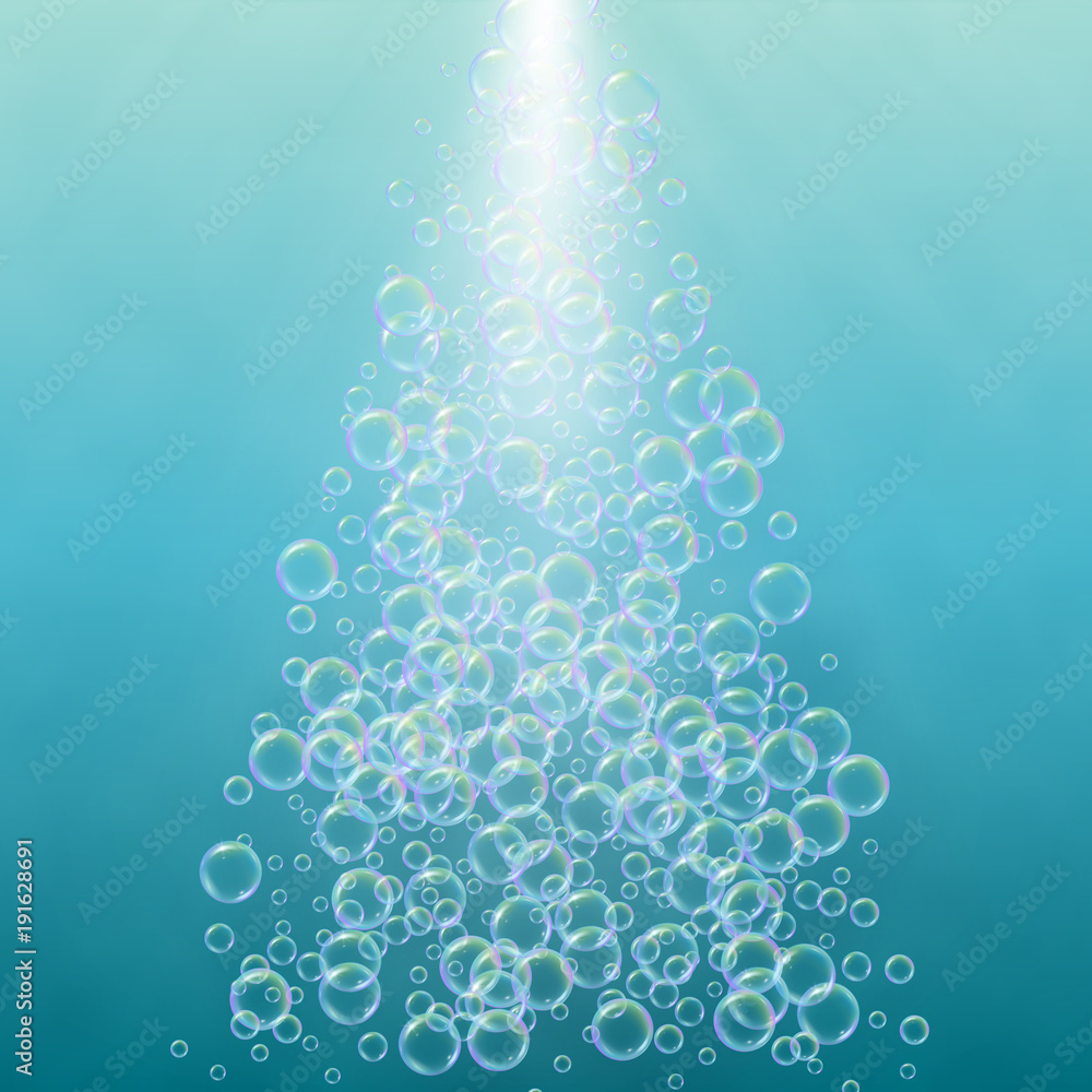 Shampoo bubbles on gradient background. Realistic water bubbles 3d ...