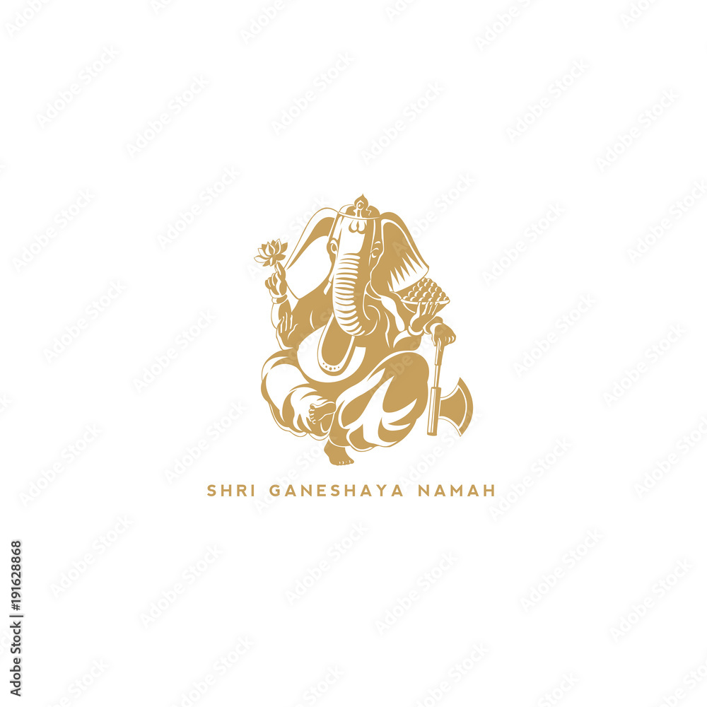 Golden Lord Ganesh vector illustration Stock Vector | Adobe Stock