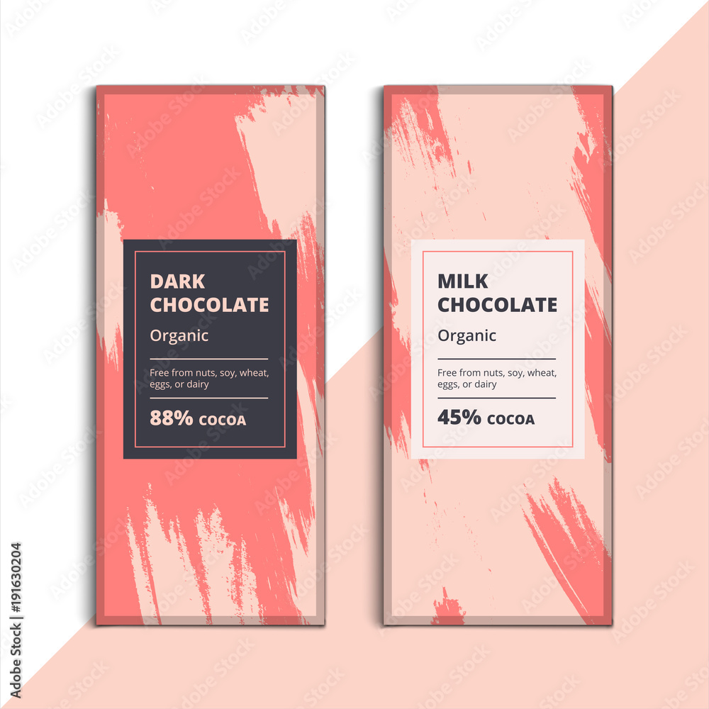 Organic dark and milk chocolate bar design. Creative abstract choco ...