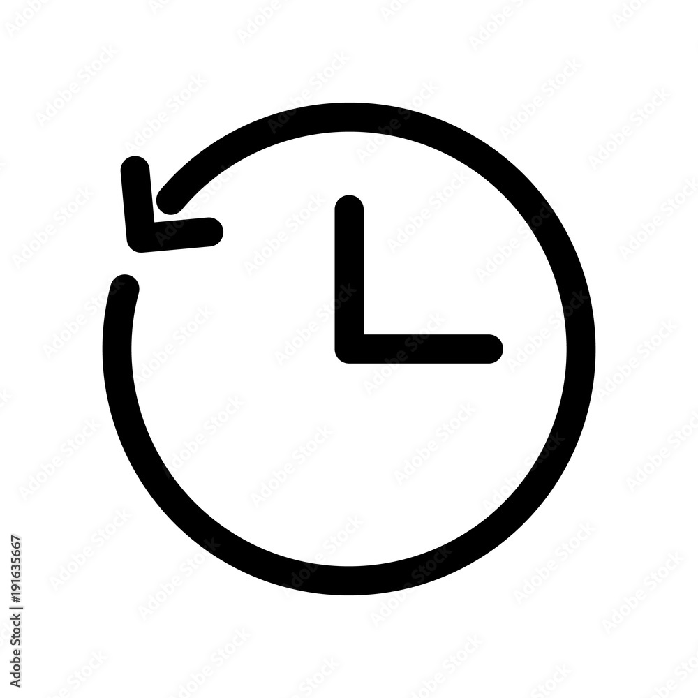Clock icon with arrow as a time shift. Outline modern design element ...