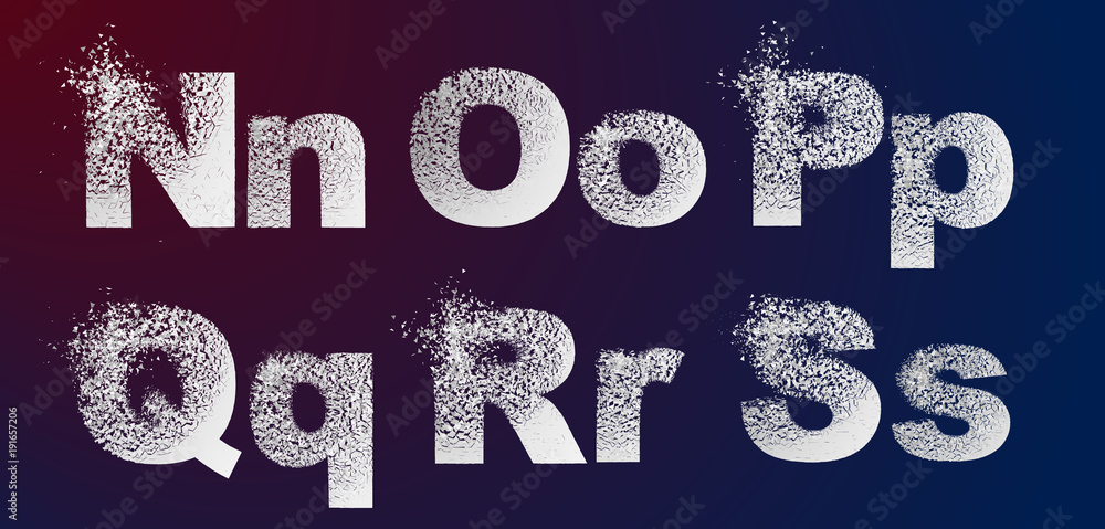 Vector alphabet set, letters with effect of destruction Stock Vector ...