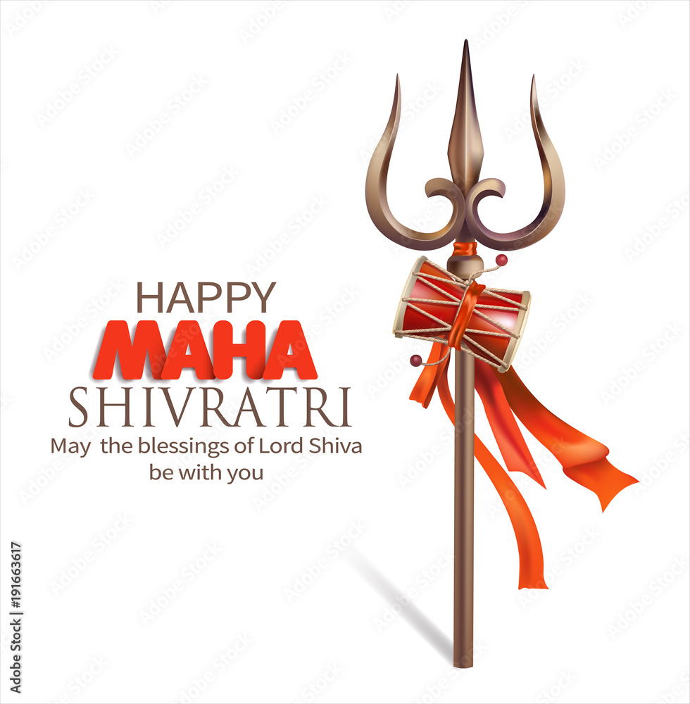 Greeting background with trishula and damru for Maha Shivratri, a Hindu ...
