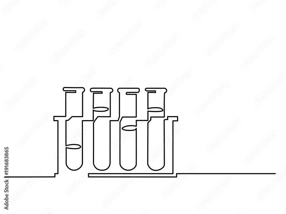 Continuous line drawing. Chemical lab retorts. Vector illustration ...