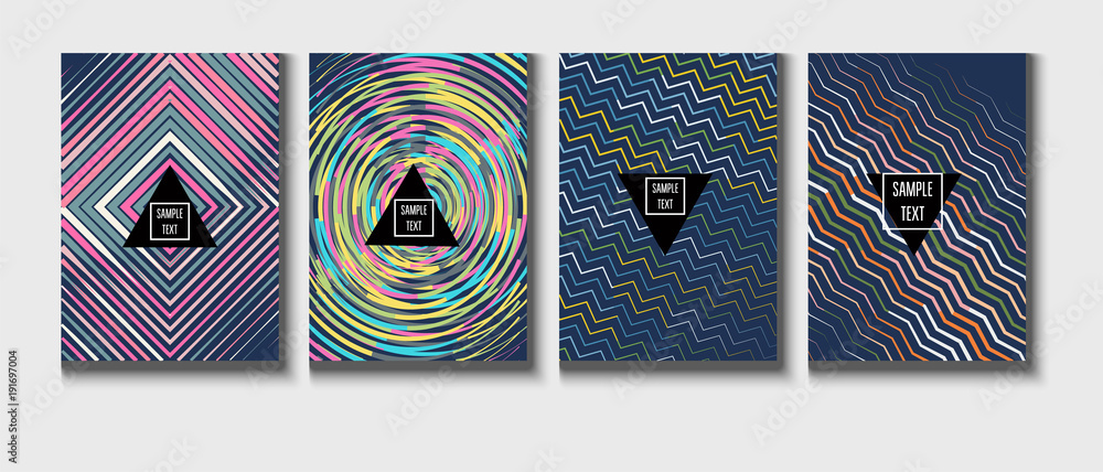 Funky Covers Set. A4 Vector Business Folders Templates. Halftone ...