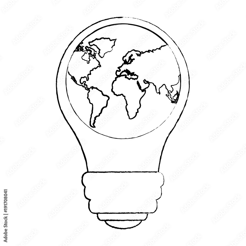light bulb with planet earth icon ecology and saving energy vector ...