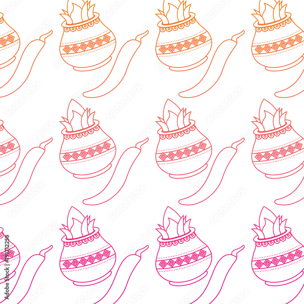 hindu kalash coconut chili pepper wallpaper background vector ...