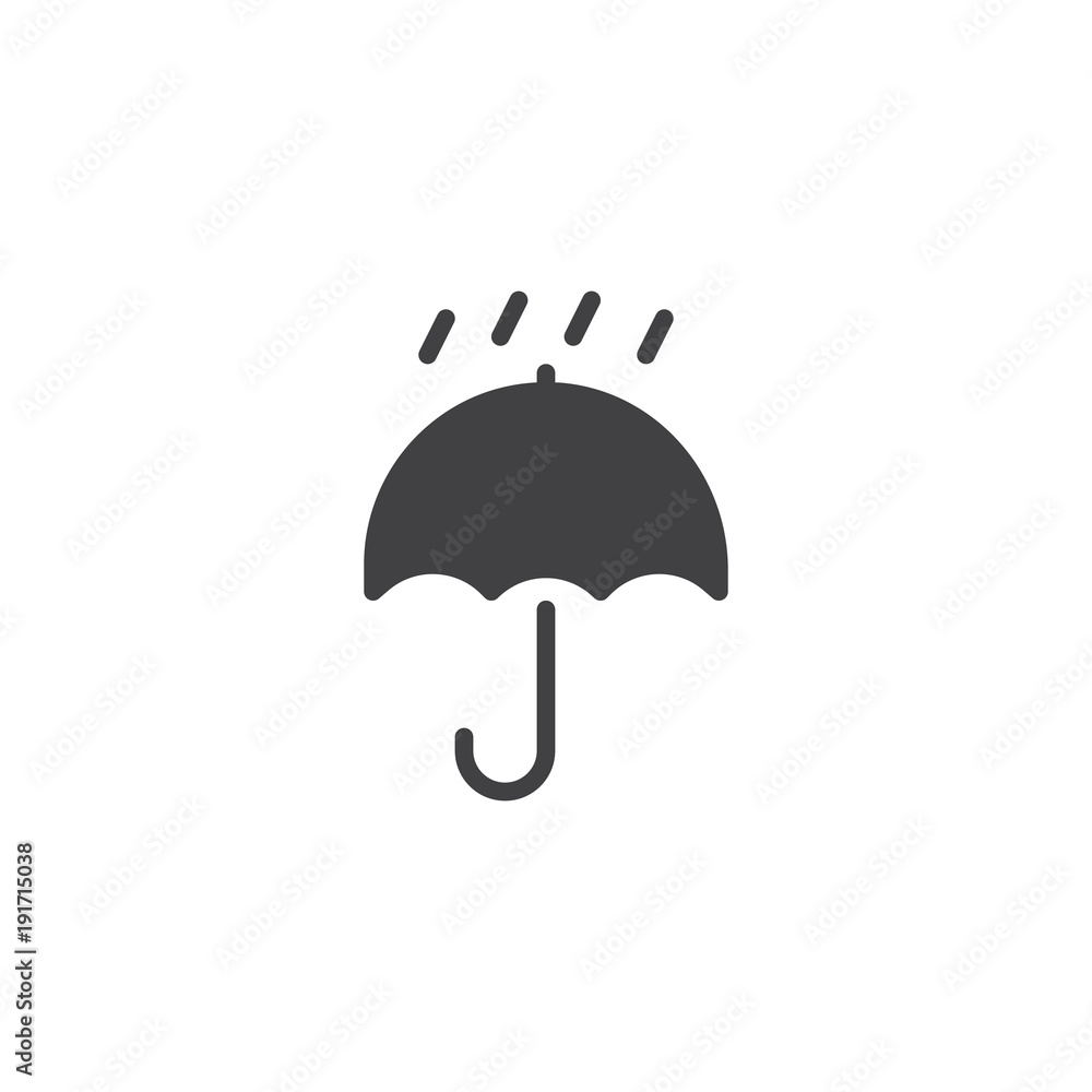 Packaging sign keep dry with umbrella and drops icon vector, filled ...