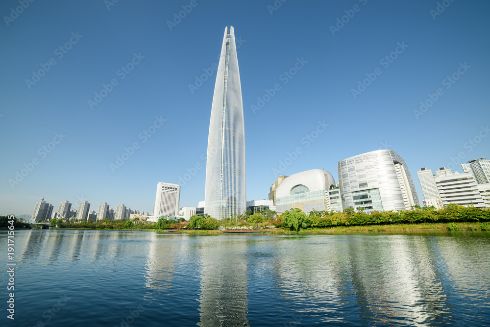 Scenic modern Seoul skyline. Wonderful tower at downtown Stock Photo ...