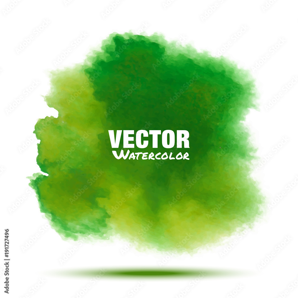 Bright green spring transparent watercolor vector stain. Vibrant ...