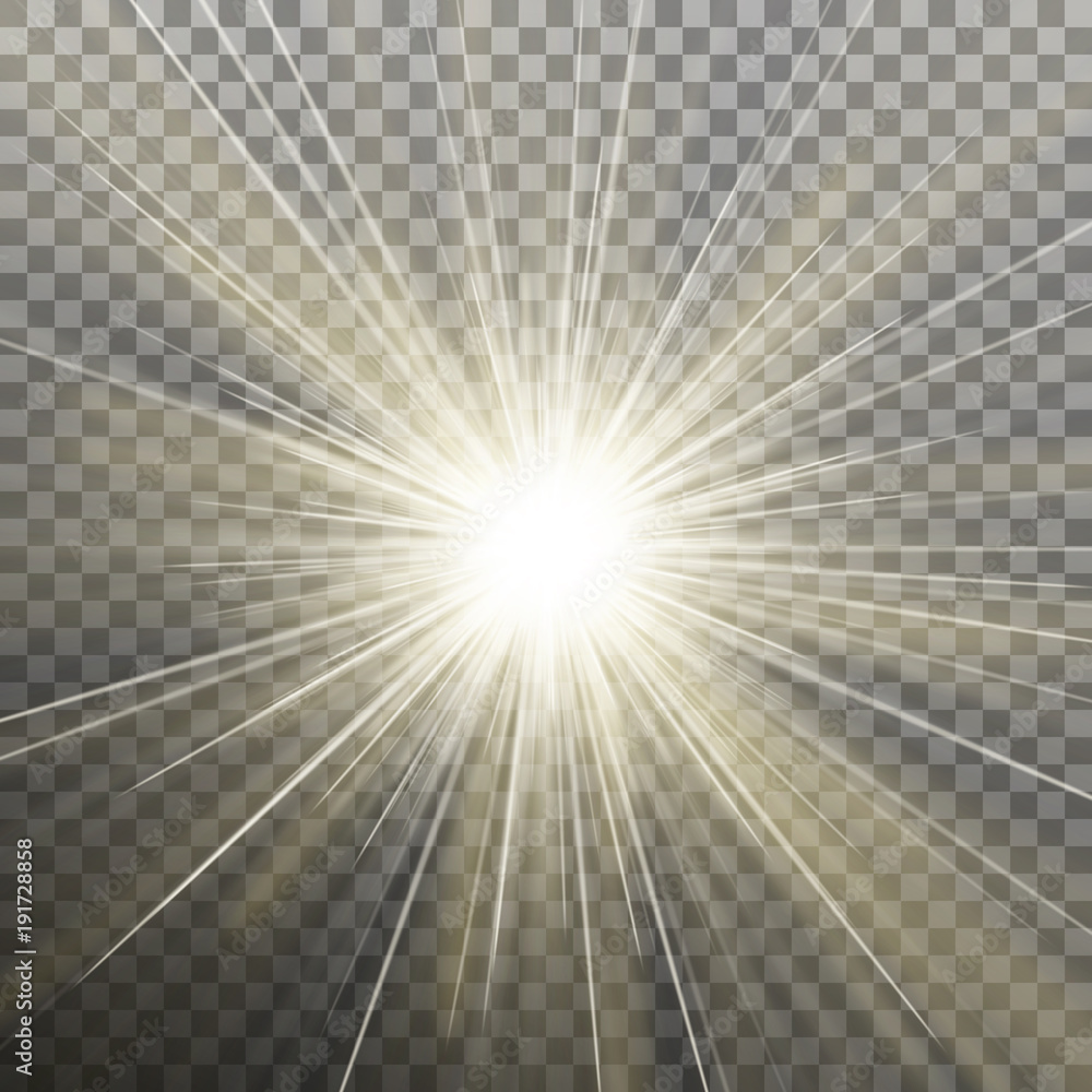 Bright shining star. Bursting explosion. Transparent background only in ...