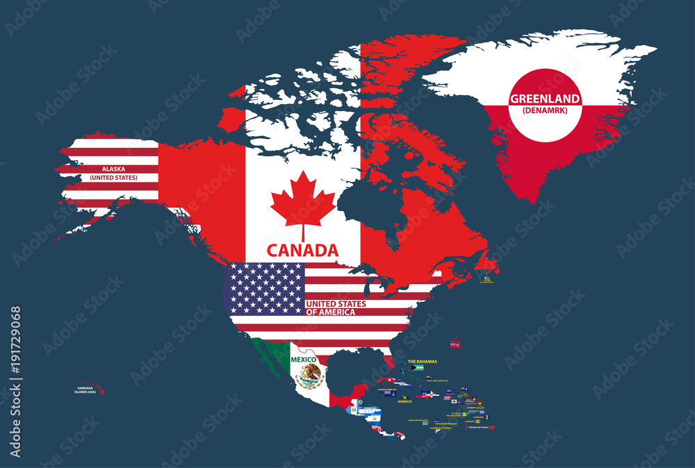 North America map vector illustration of (include Northern America ...