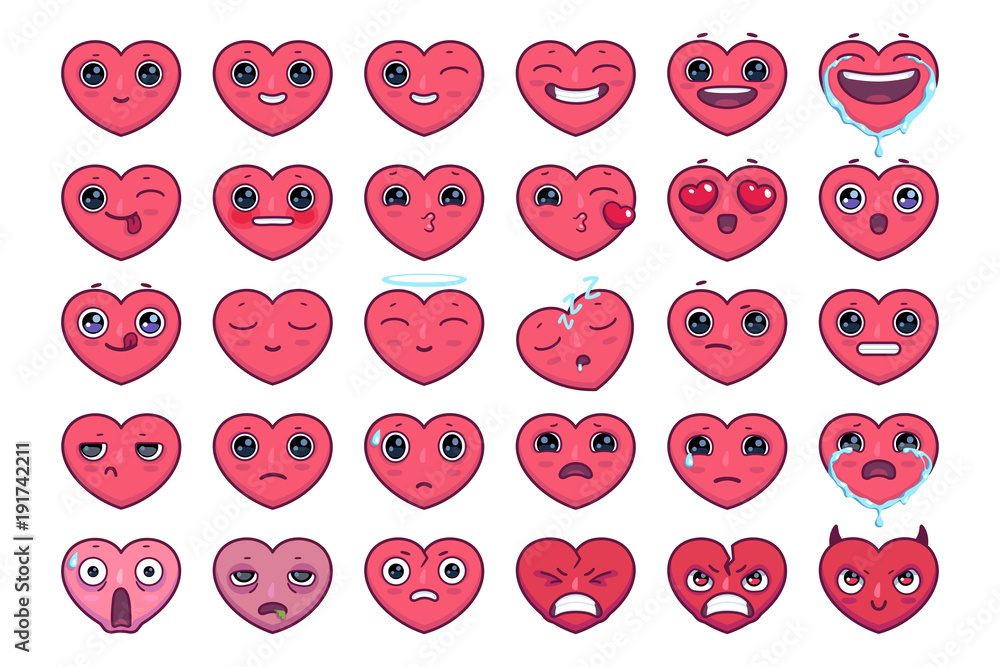 Cute heart emoji set 30 pieces kawaii and very accurate hearts emoticon ...