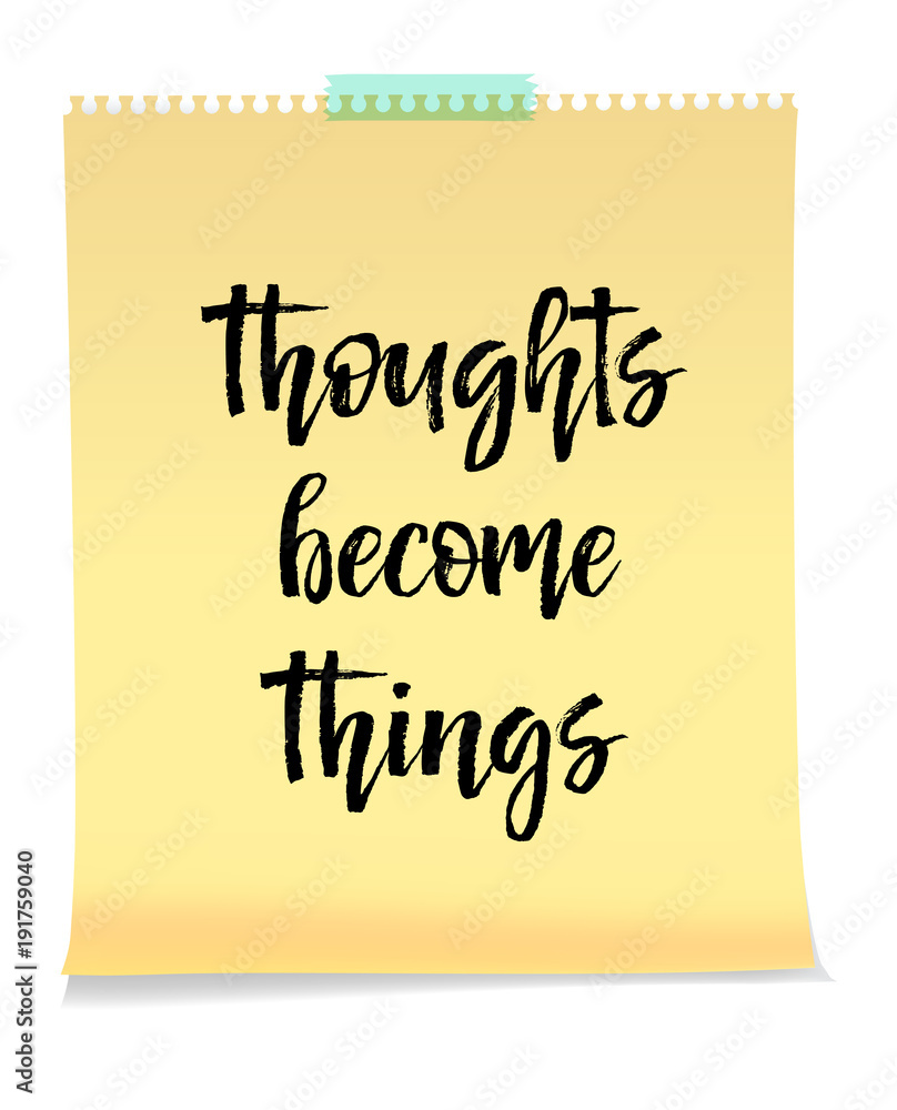 Thoughts Become Things card isolated on white Stock Vector | Adobe Stock