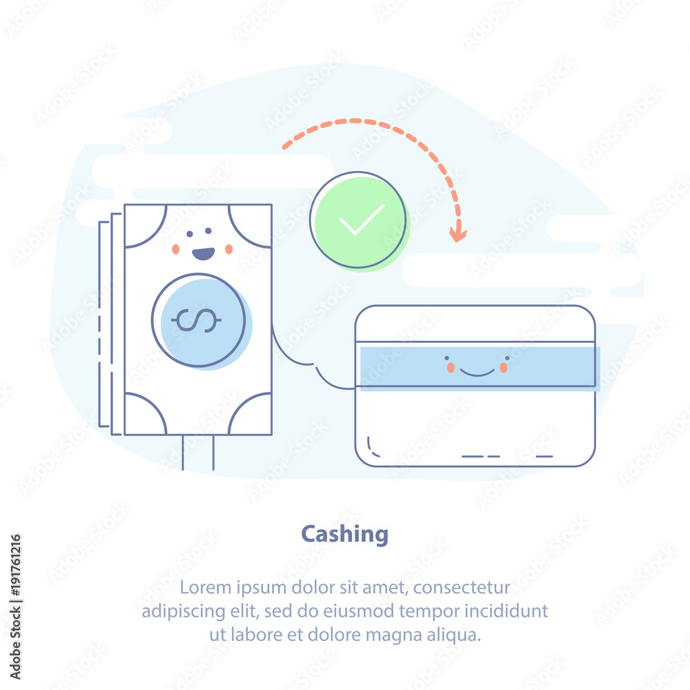 Flat line cute icon concept of Cashing, Money transfers or Online ...
