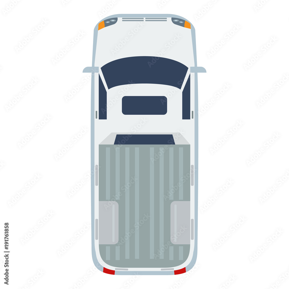Pickup top view with flat and solid color design. Vector commercial ...