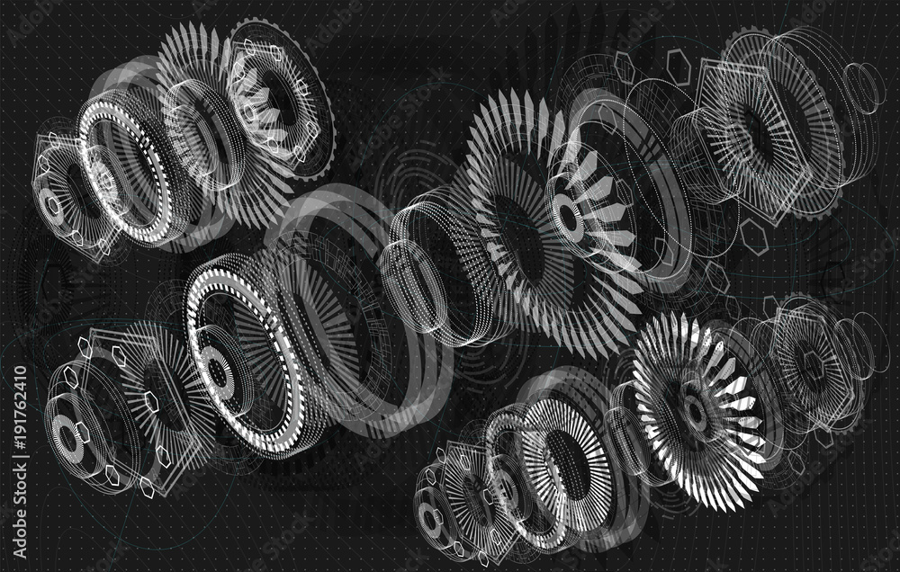 HUD interface for the application. UI hud mechanism, future engineering ...