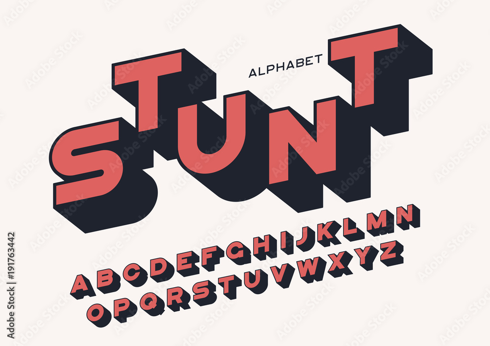 Styled sans serif bold letters with long shadow. Vector alphabet ...