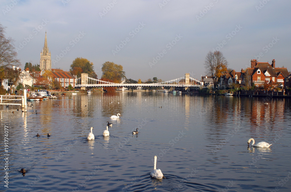 England, Chilterns, Buckinghamshire, Marlow, the church and historic ...