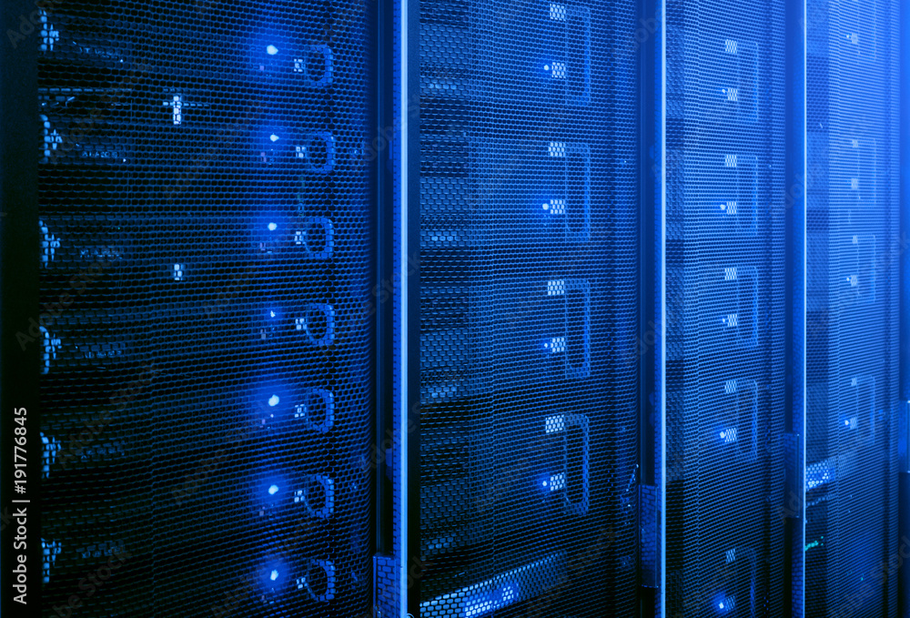 Data center, server room. Web internet and network telecommunication ...