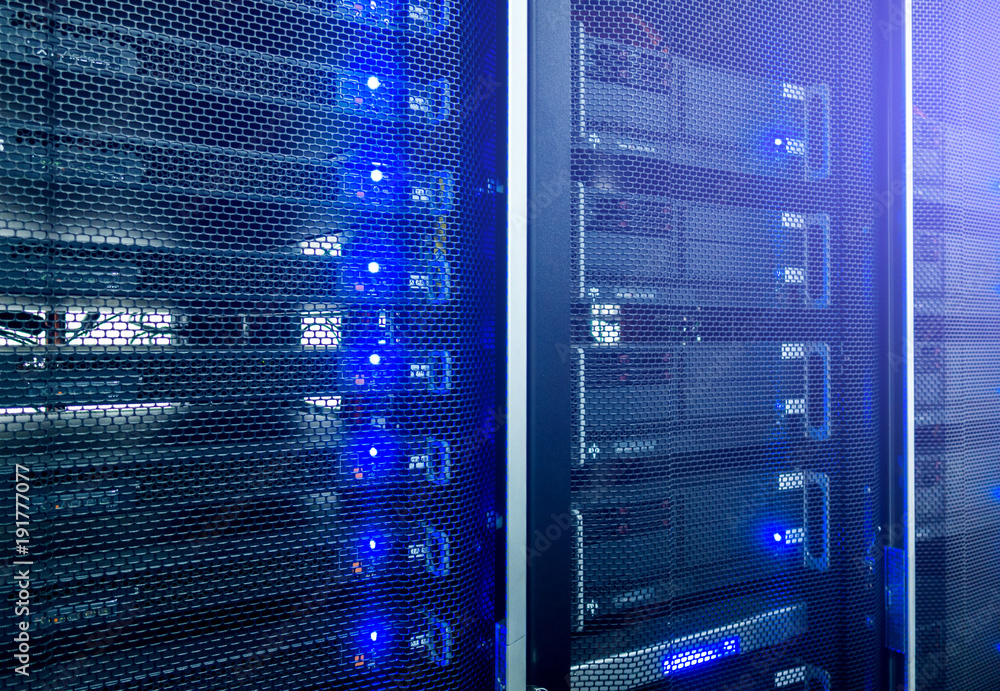 Data center, server room. Web internet and network telecommunication ...