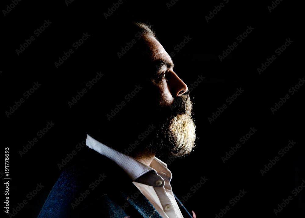 Smart man with a beard and moustache wearing a suit Stock Photo | Adobe ...