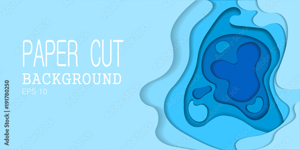 Papercut many layers of paper 3d color background! Liquid illustration ...
