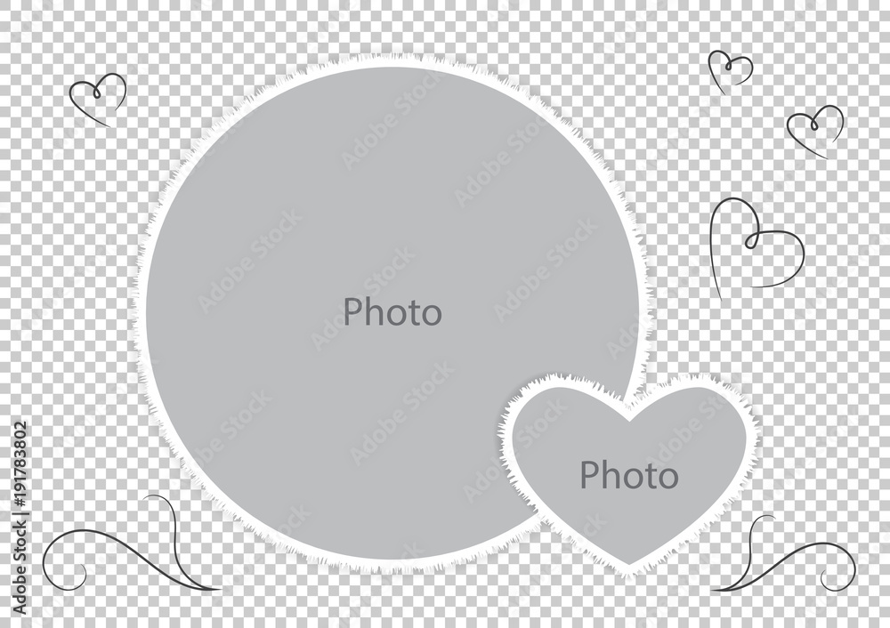 Round photo frames with heart for family album Stock Vector | Adobe Stock